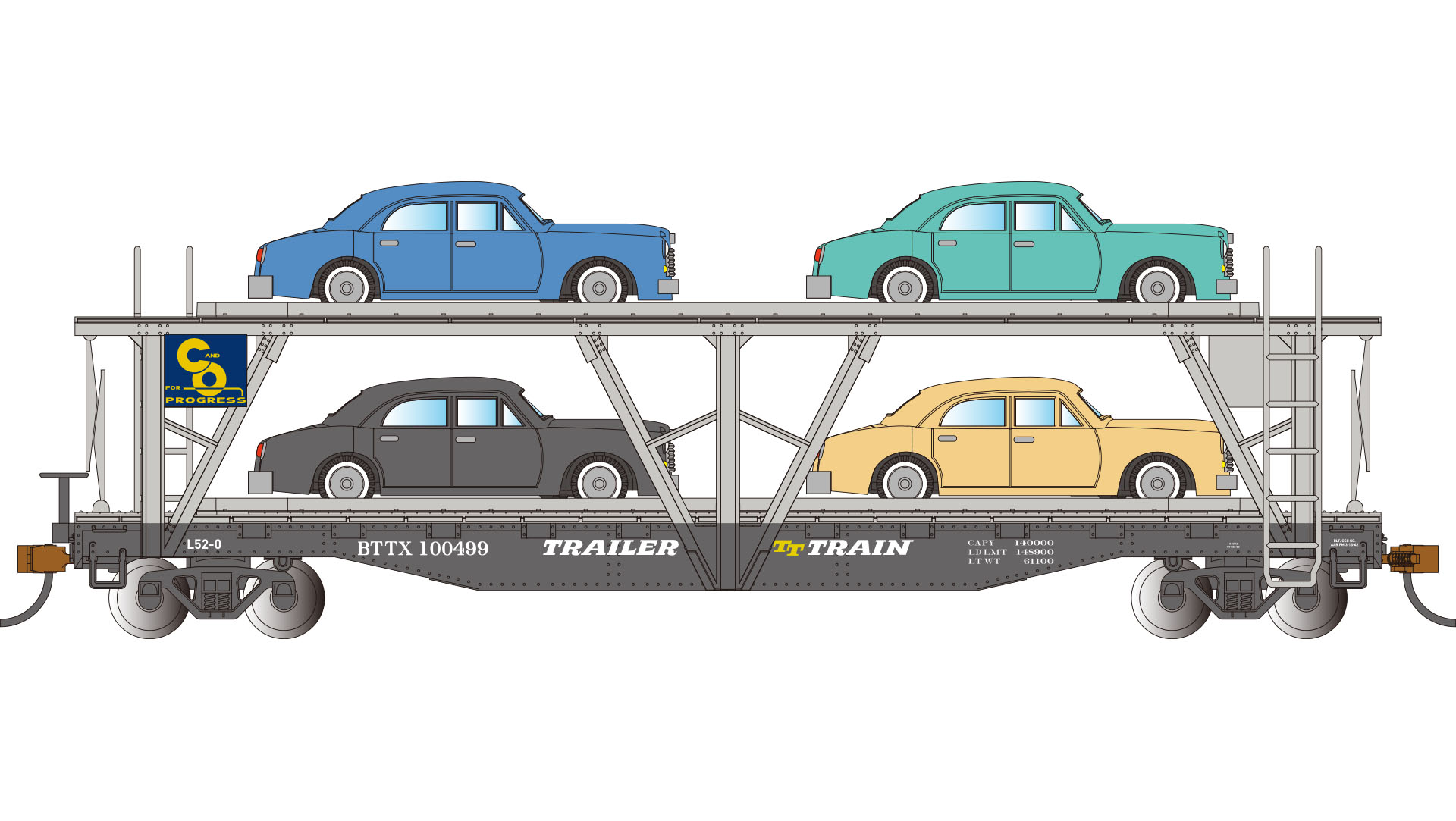 52' Auto Carrier with Sedan Load - Chesapeake & Ohio® #100499 [18803 ...